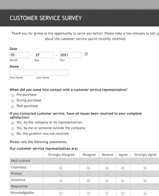 Customer Service Survey Form Template | Jotform