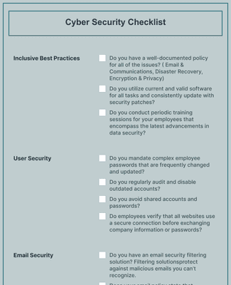 Cyber Security Checklist Form Template | Jotform