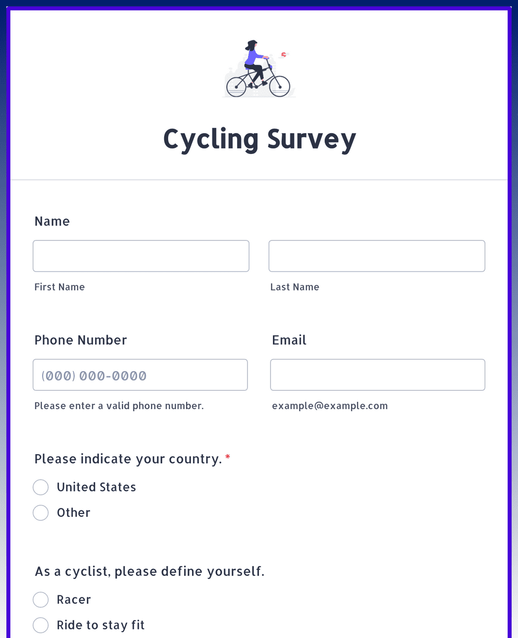 Cycling Survey Form Template | Jotform