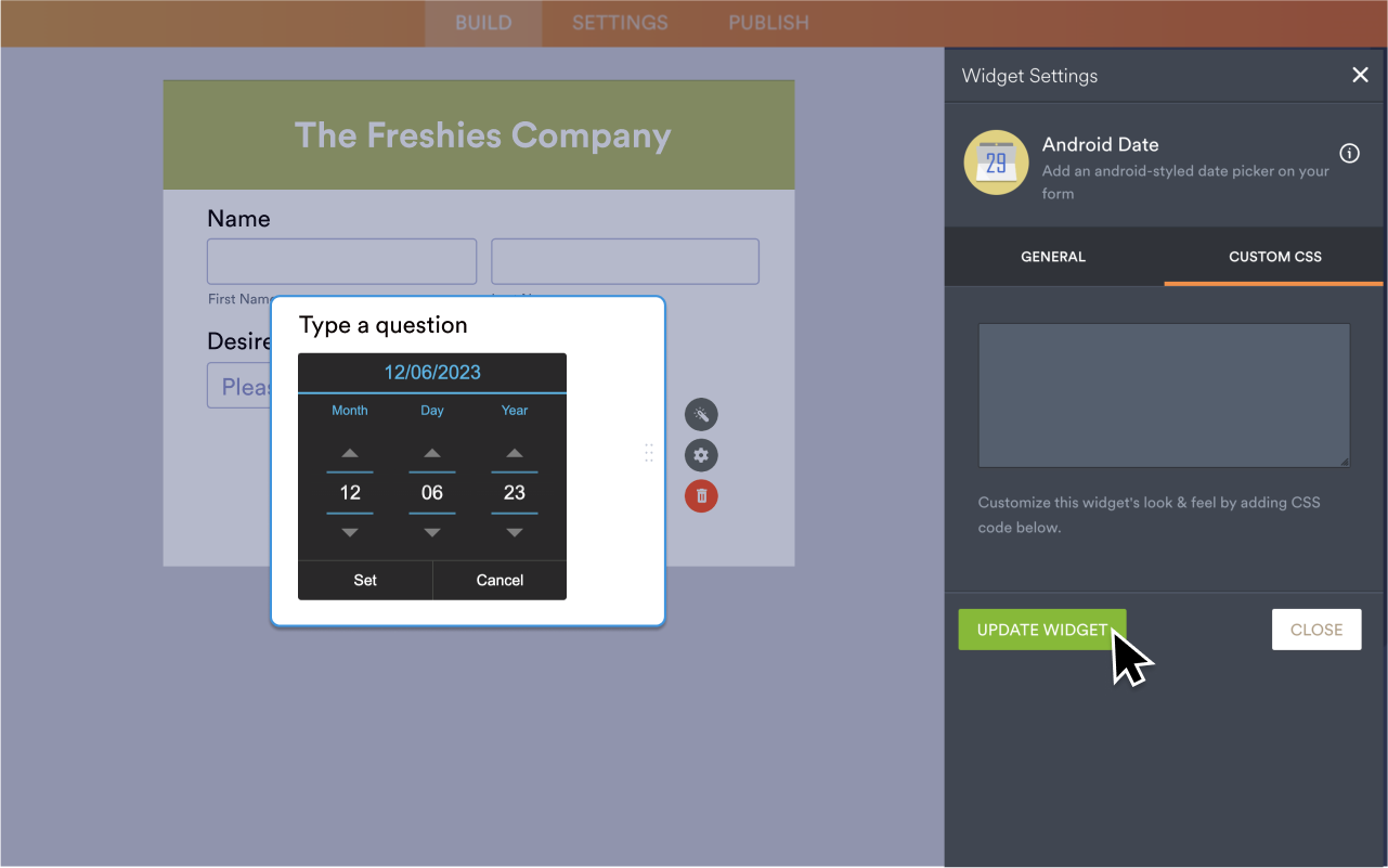 Data Android - Widget Moduli | Jotform