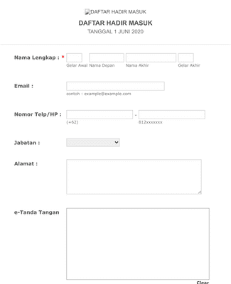 DAFTAR HADIR MASUK Template Formulir | Jotform