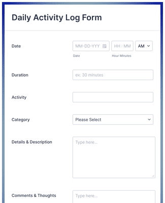 Daily Activity Log Form Template | Jotform