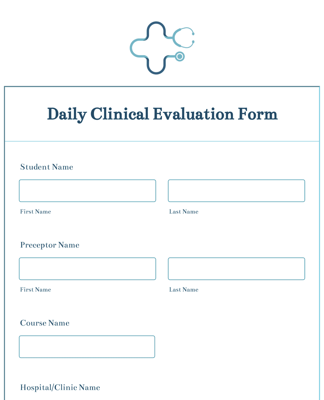 Daily Clinical Evaluation Form Template | Jotform