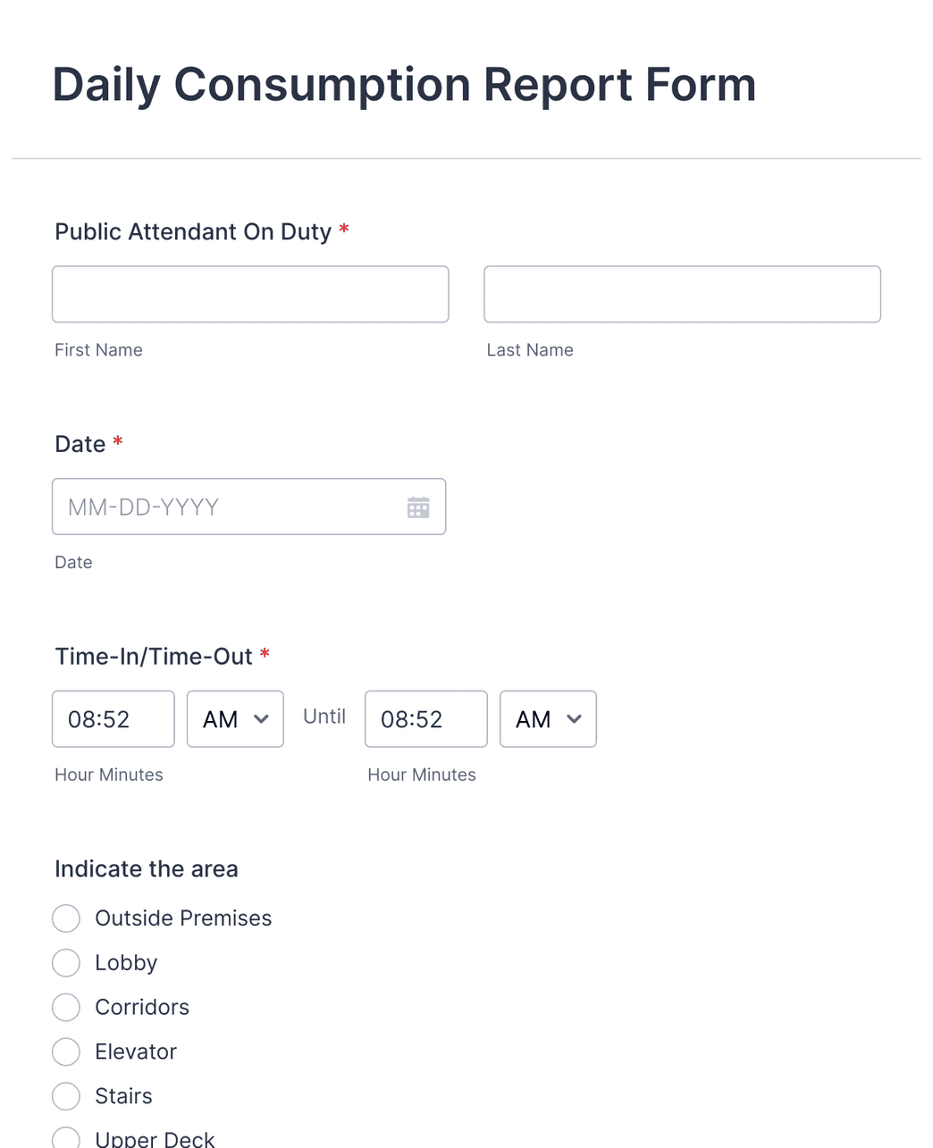 Daily Consumption Report Form Template | Jotform