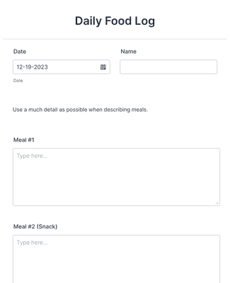 Daily Food Log Form Template | Jotform