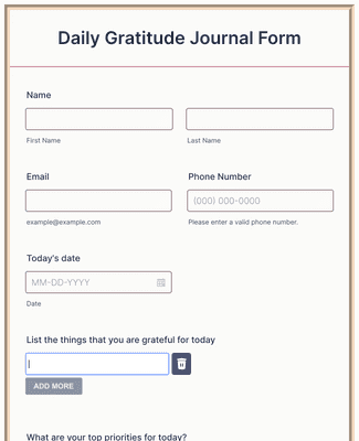 Daily Gratitude Journal Template Form Template | Jotform