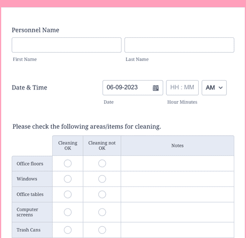 Daily Office Cleaning Checklist Form Template Jotform