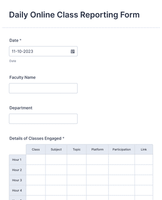 Daily Online Class Reporting Form Template | Jotform
