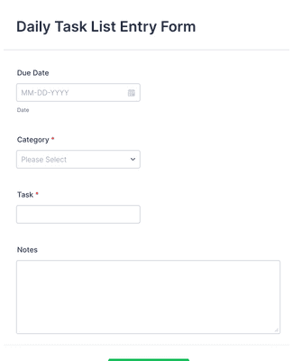 Daily Task List Entry Form Template | Jotform