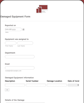 Damaged Equipment Form Template | Jotform