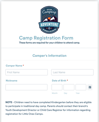 Day Camp Registration Form Template | Jotform