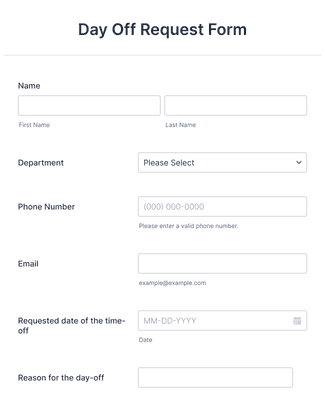 Day Off Request Form Template | Jotform