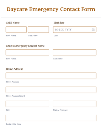 Daycare Emergency Contact Form Template | Jotform