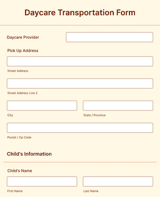 Daycare Transportation Form Template | Jotform