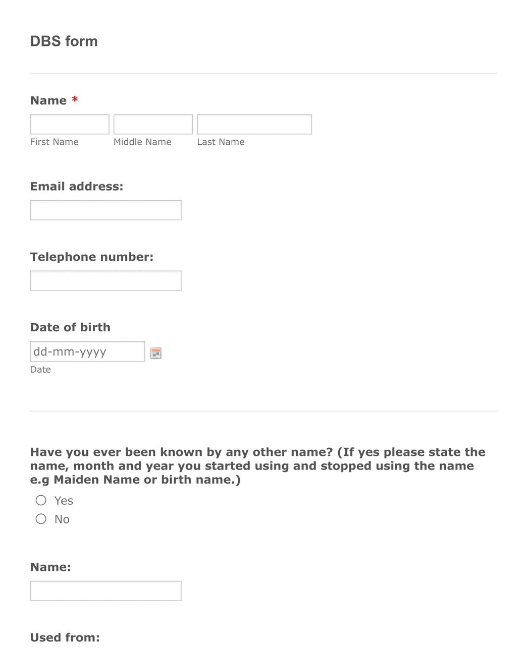 DBS Form Template | Jotform