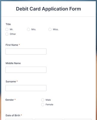 Debit Card Application Form Template | Jotform