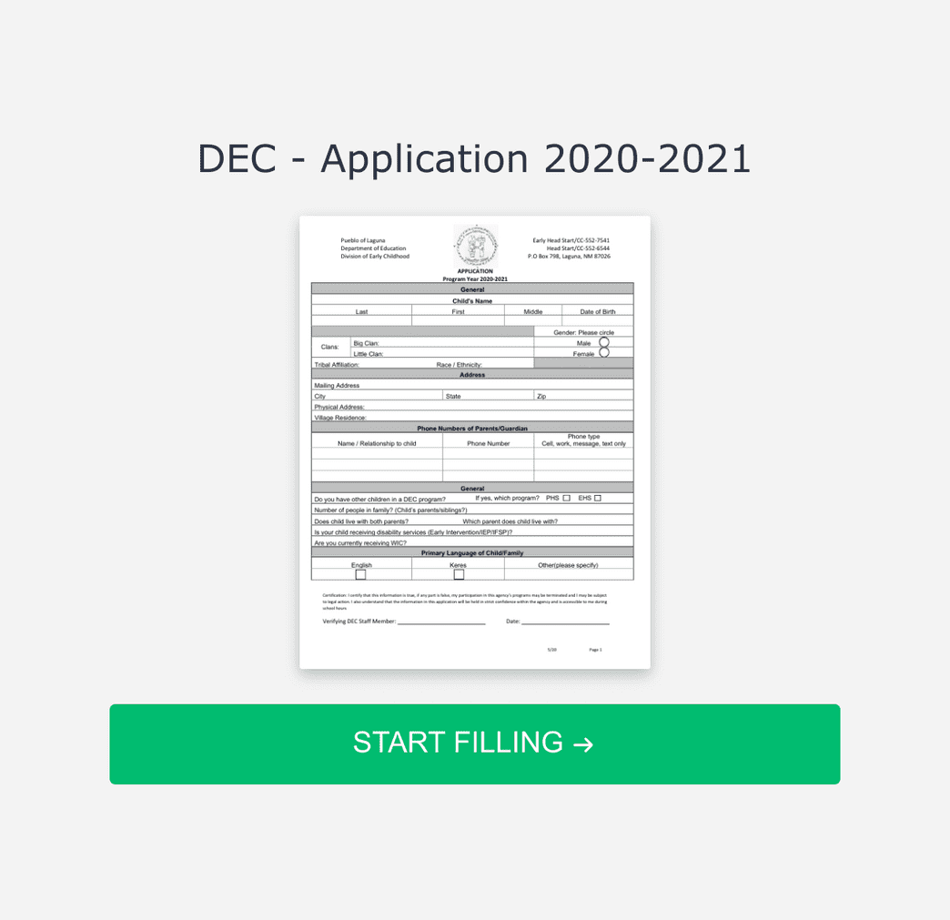 DEC - Application 2020-2021 Form Template | Jotform
