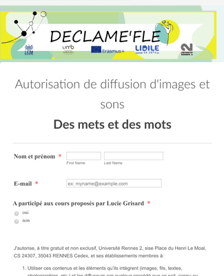 DECLAME'FLE Modèle du formulaire | Jotform