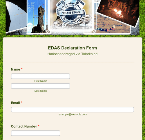 ADVENTURE SPORTS Declaration Form Template | Jotform