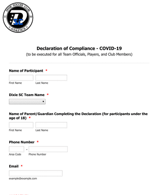 Declaration of Compliance Covid-19 Form Template | Jotform