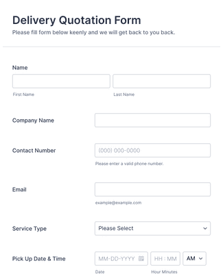 Delivery Quotation Form Template | Jotform