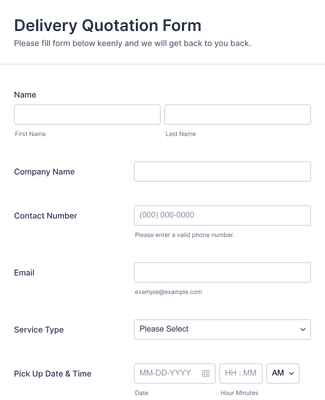 Delivery Quotation Form Template | Jotform