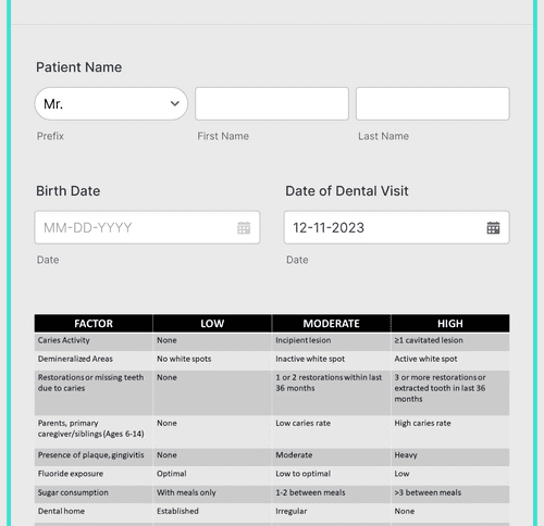 Dental Health Assessment Form Template | Jotform