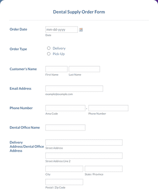 Dental Supply Order Form Template | Jotform