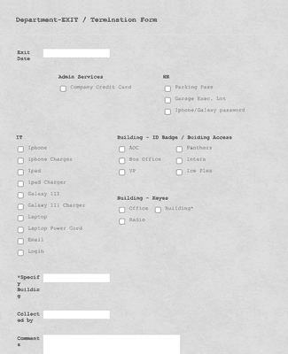 Department - EXIT / Termination Form Template | Jotform