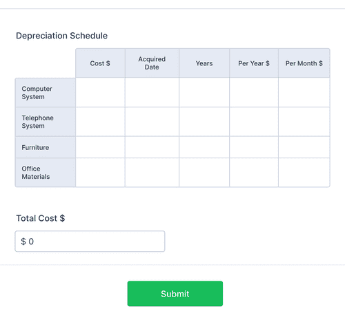 Depreciation Schedule Form Template | Jotform