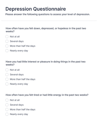 Depression Questionnaire Form Template | Jotform