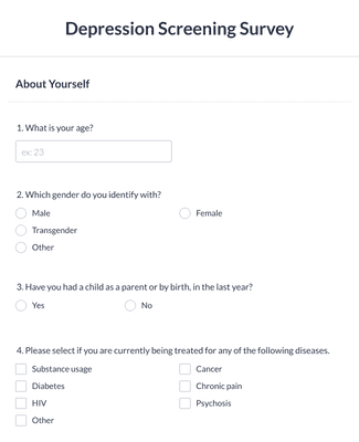 Depression Screening Survey Form Template | Jotform