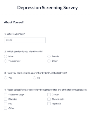 Depression Screening Survey Form Template | Jotform