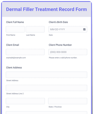 Dermal Filler Treatment Record Form Template | Jotform