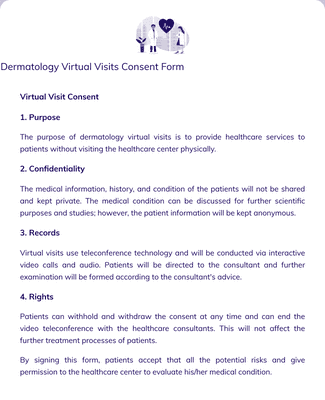 Dermatology Virtual Visits Consent Form Template | Jotform