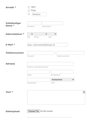 detailliertes Kontaktformular auf Deutsch Formularvorlage | Jotform