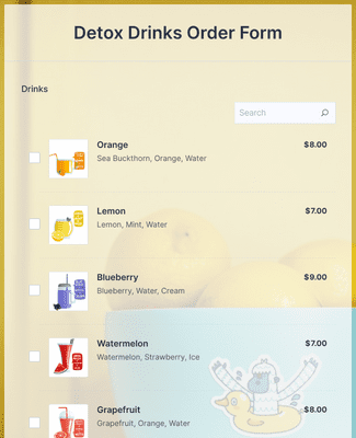 Detox Drinks Order Form Template | Jotform