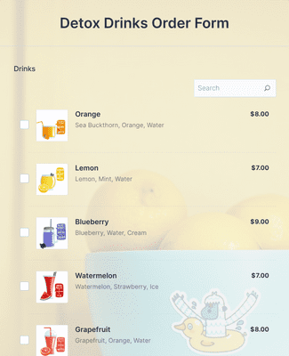 Detox Drinks Order Form Template | Jotform