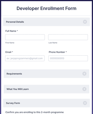 Developer Enrollment Form Template | Jotform