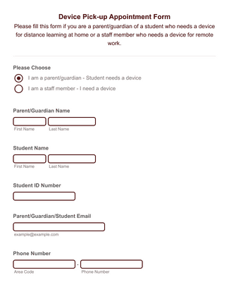 Device Pick-up Appointment Form Template | Jotform