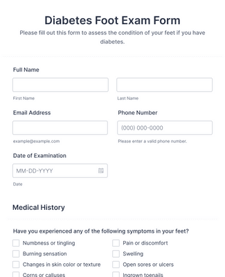 Diabetes Foot Exam Form Template | Jotform