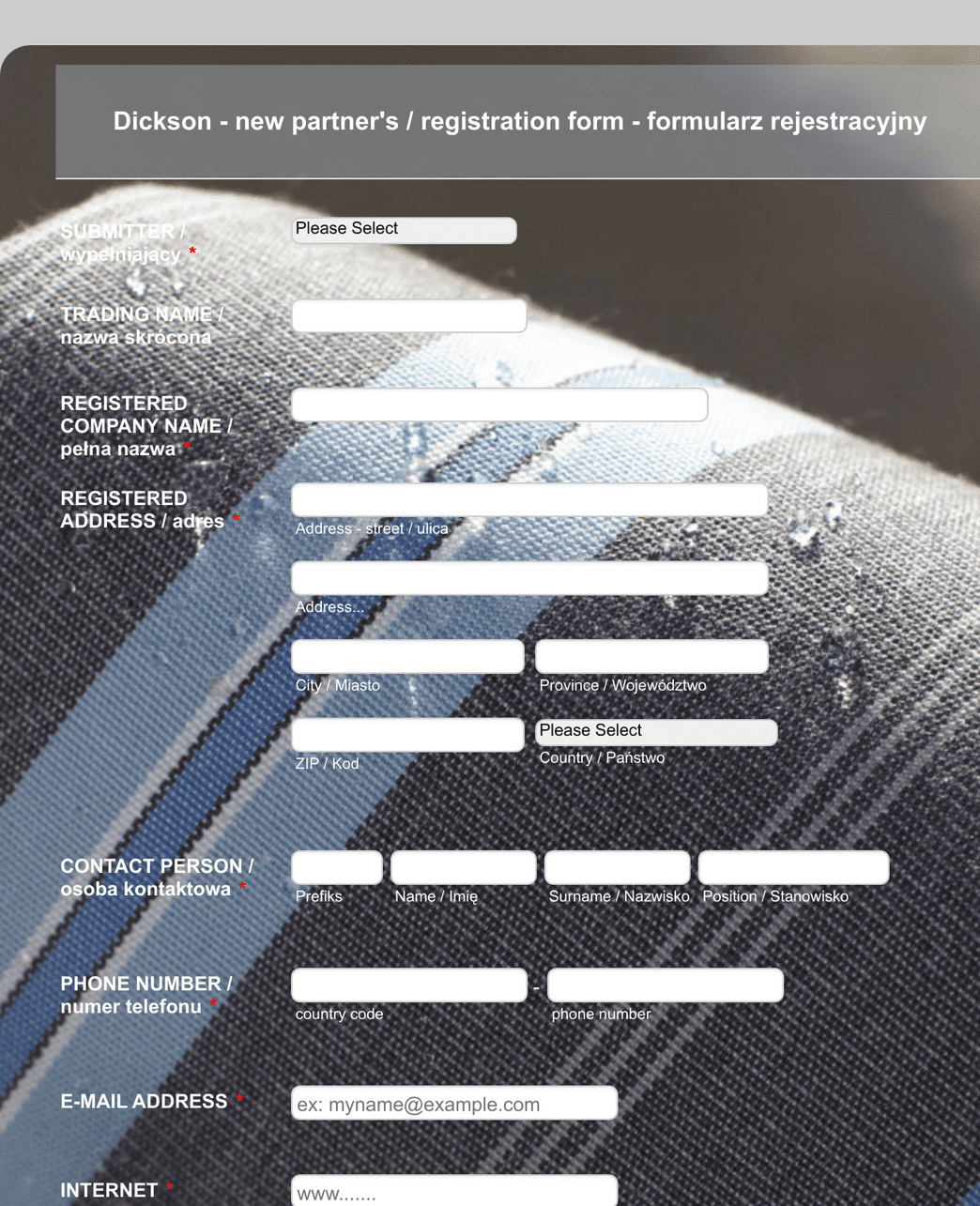 English/Polish Partners Registration Szablon Formularza | Jotform