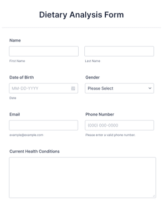 Dietary Analysis Form Template | Jotform