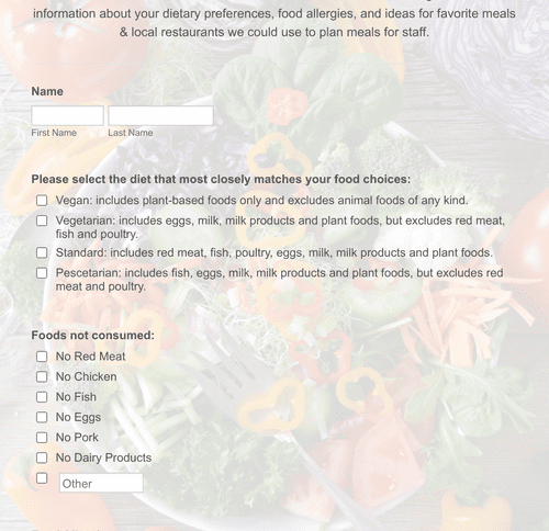 Dietary Preferences Survey Form Template | Jotform