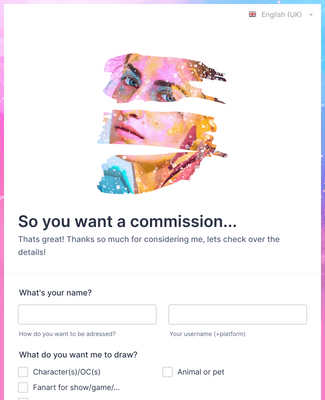 Digital Art Commission Form Template | Jotform