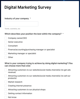 Digital Marketing Survey Form Template | Jotform