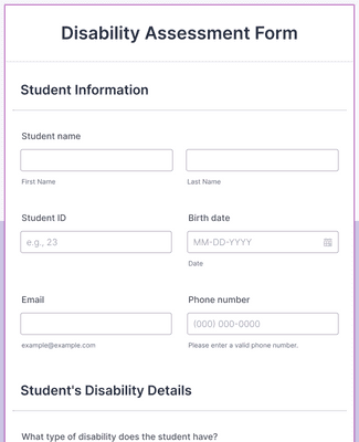 Disability Assessment Form Template | Jotform