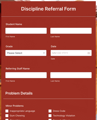 Discipline Referral Form Template | Jotform