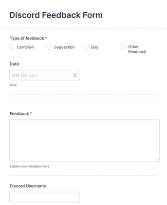 Discord Feedback Form Template | Jotform