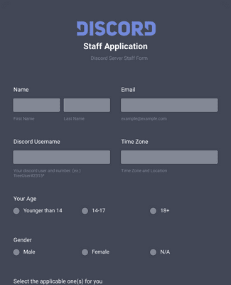 Discord Staff Application Form Template | Jotform